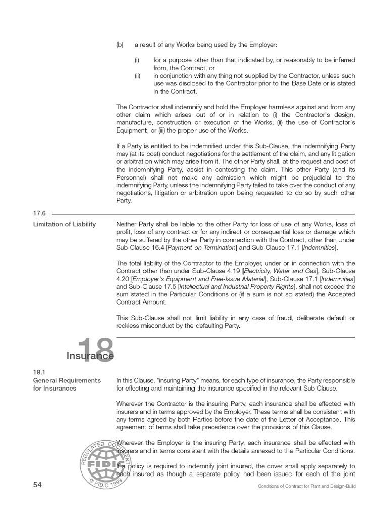 FIDIC Yellow Book 1999-70-73 | PDF | Indemnity | Insurance