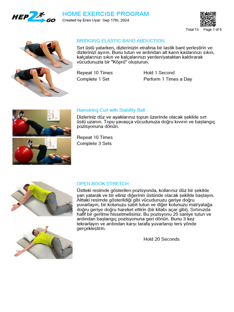 Home Exercise Program: Bridging Elastic Band Abduction | PDF