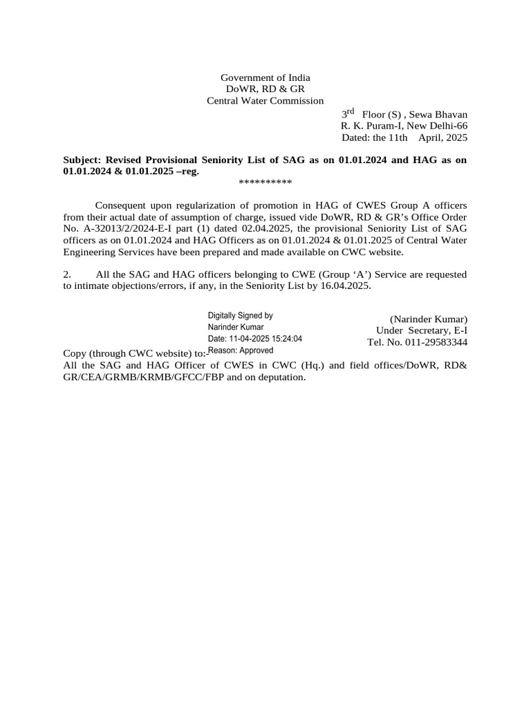 Revised Seniority | PDF