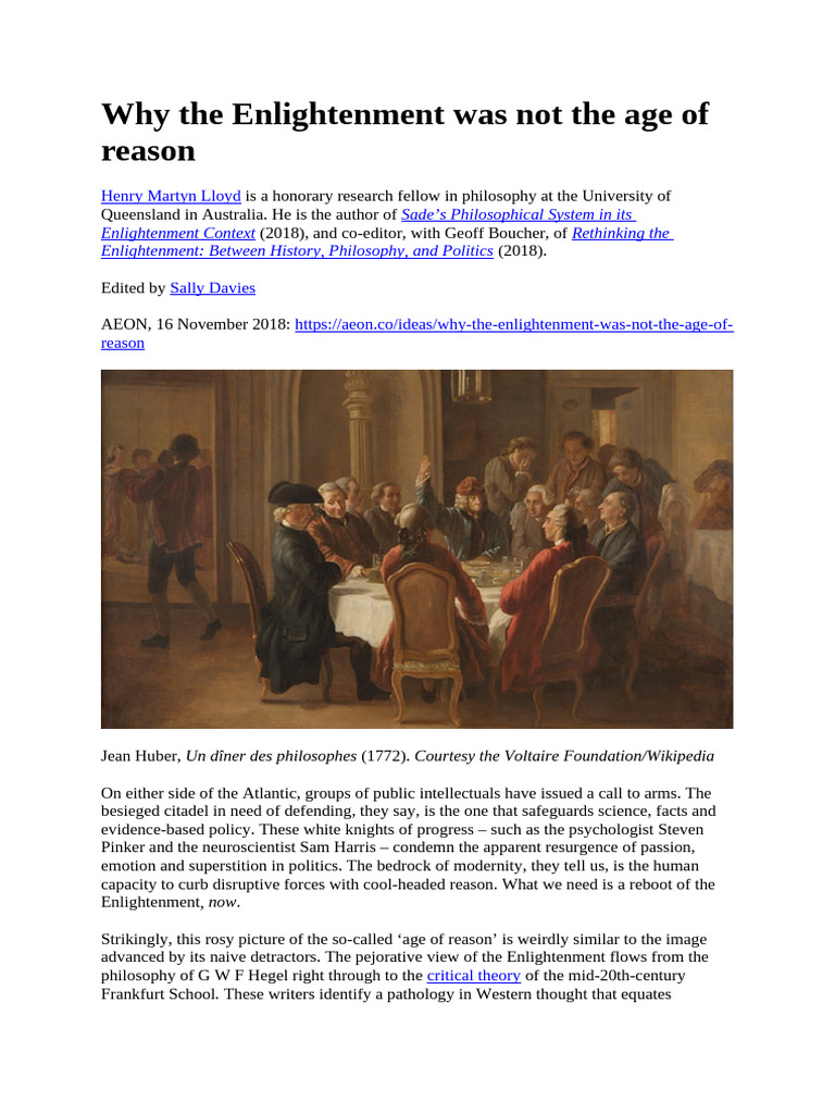 Why The Enlightenment Was Not The Age of Reason | PDF | Reason ...