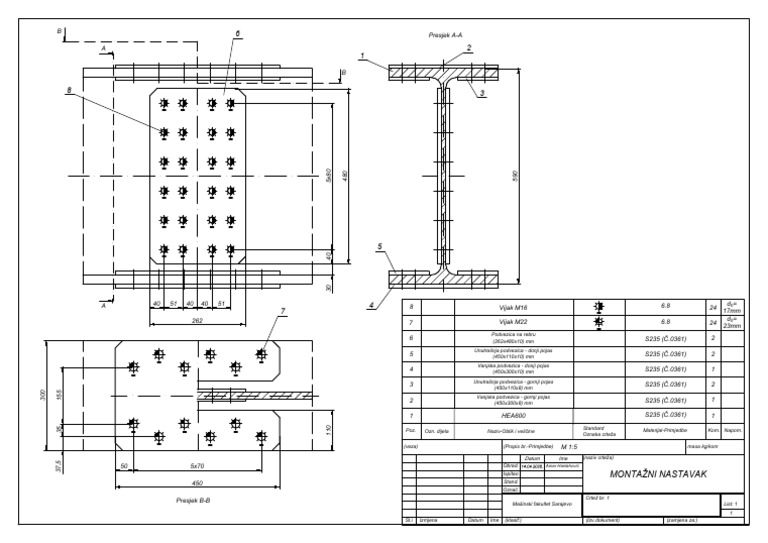 Sklopni Crtez HEA600 - 2 | PDF