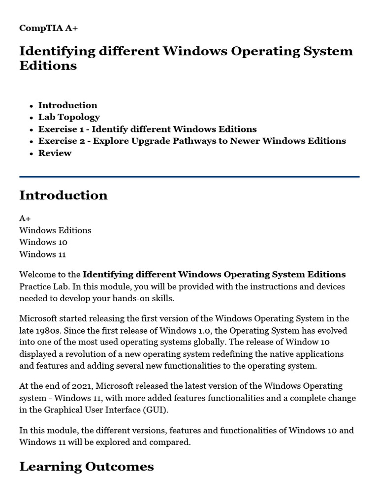 Identifying Different Windows Operating System Editions | PDF | Microsoft Windows | Window ...
