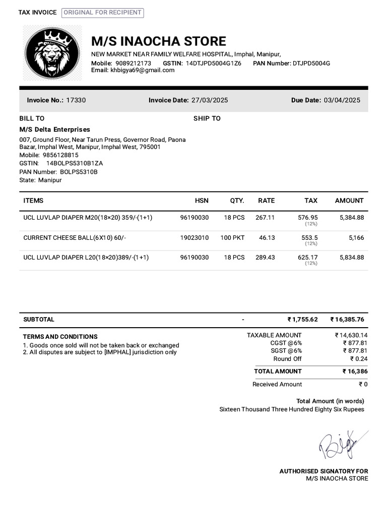 17330-sales_invoice-M_S_Delta_Enterprises | PDF | Government Finances ...