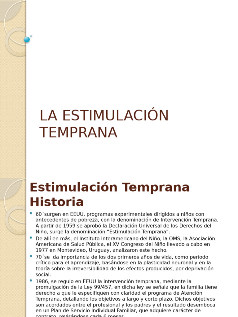 ESTIMULACION TEMPRANA..historia .Definiciones - Niveles | PDF | Aprendizaje