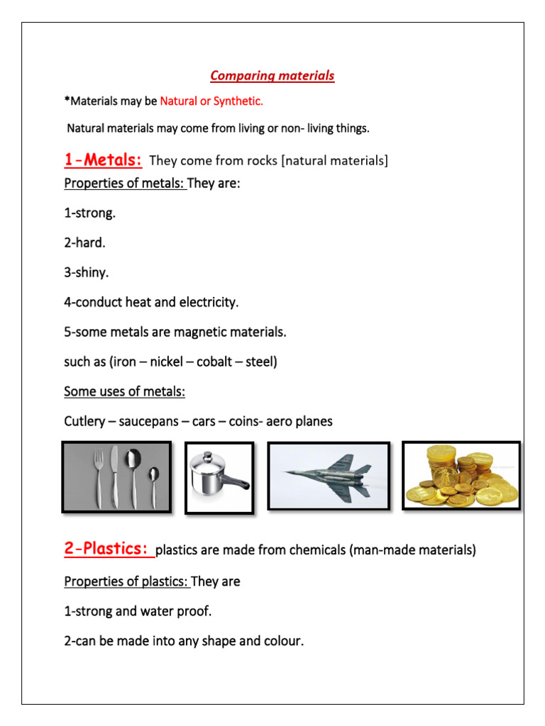 Comparing Natural and Synthetic Materials | PDF