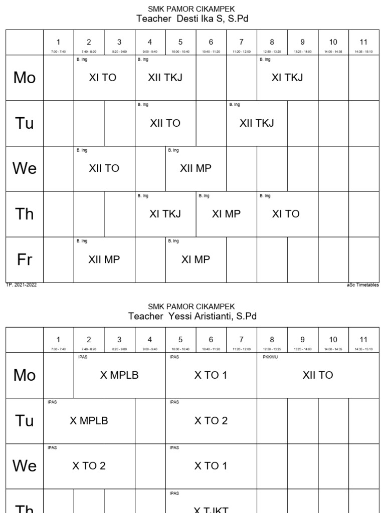 Jadwal Tiap Guru | PDF