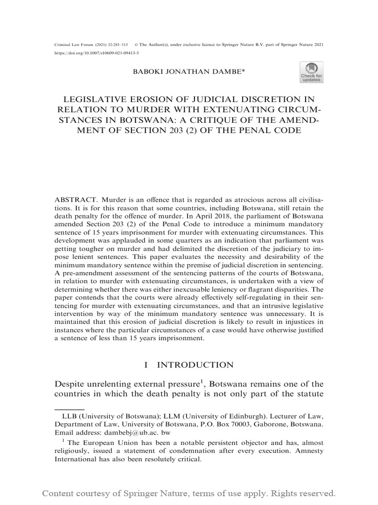 Legislative Erosion of Judicial Discretion in Rela | PDF | Mitigating ...