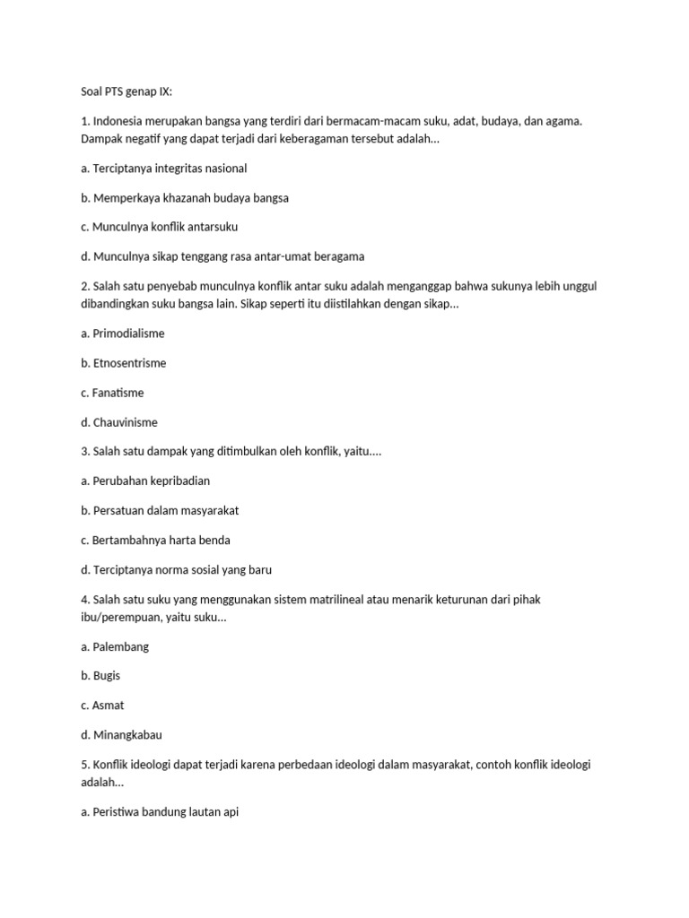Soal PTS Genap IX | PDF