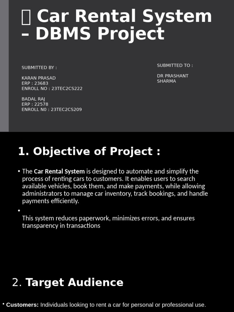 ? Car Rental System - DBMS Project | PDF