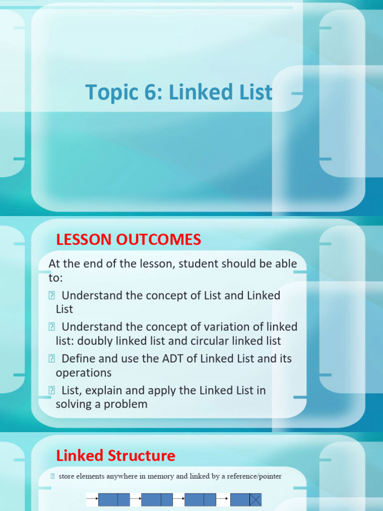 CHAPTER 6 - LINKED LISTS New | PDF | Data Management | Data