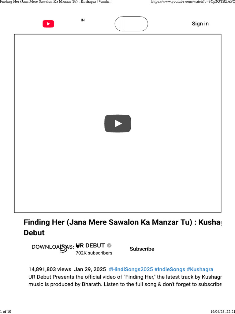 Finding Her (Jana Mere Sawalon Ka Manzar Tu) _ Kushagra _ Vanshika Kashyap _ Bharath _ UR Debut ...