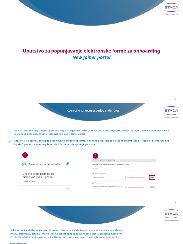 Onboarding Uputstvo | PDF