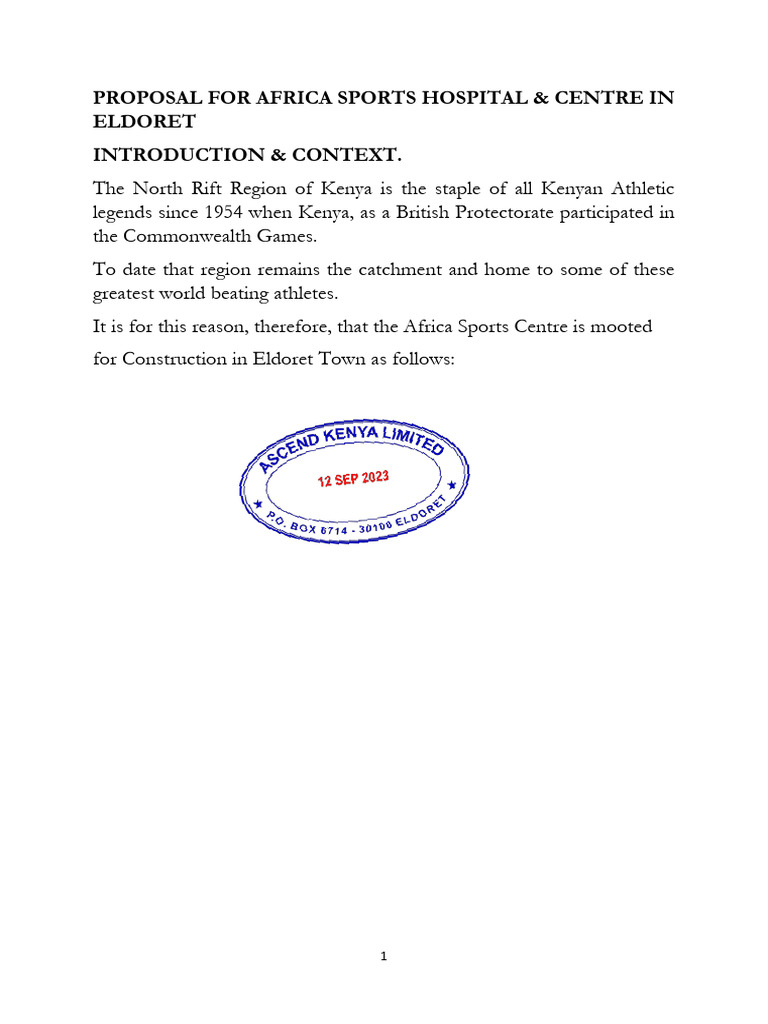 Proposal For Africa Sports Hospital-1 | PDF | Hospital