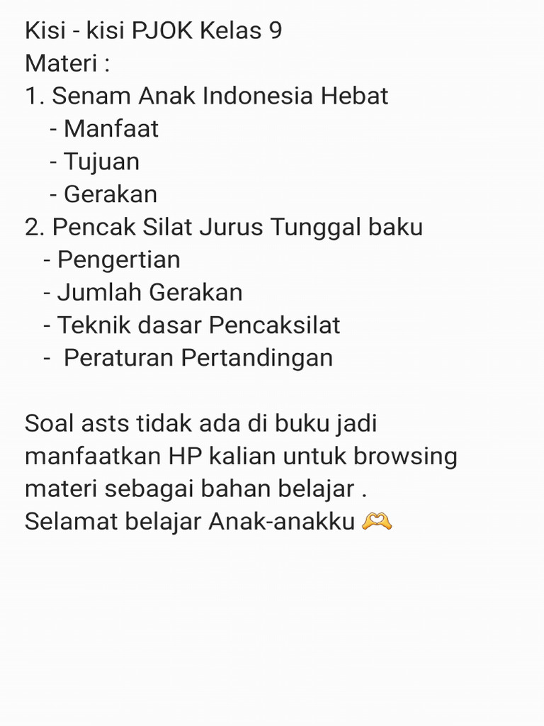 Kisi2 PJOK Kls 9 - 250318 - 205015 | PDF