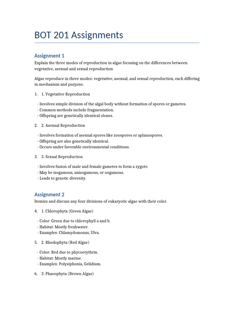 Modes of Algal Reproduction Explained | PDF