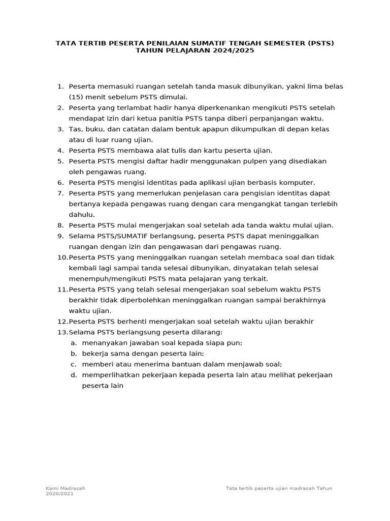 Tata Tertib Peserta Ujian | PDF