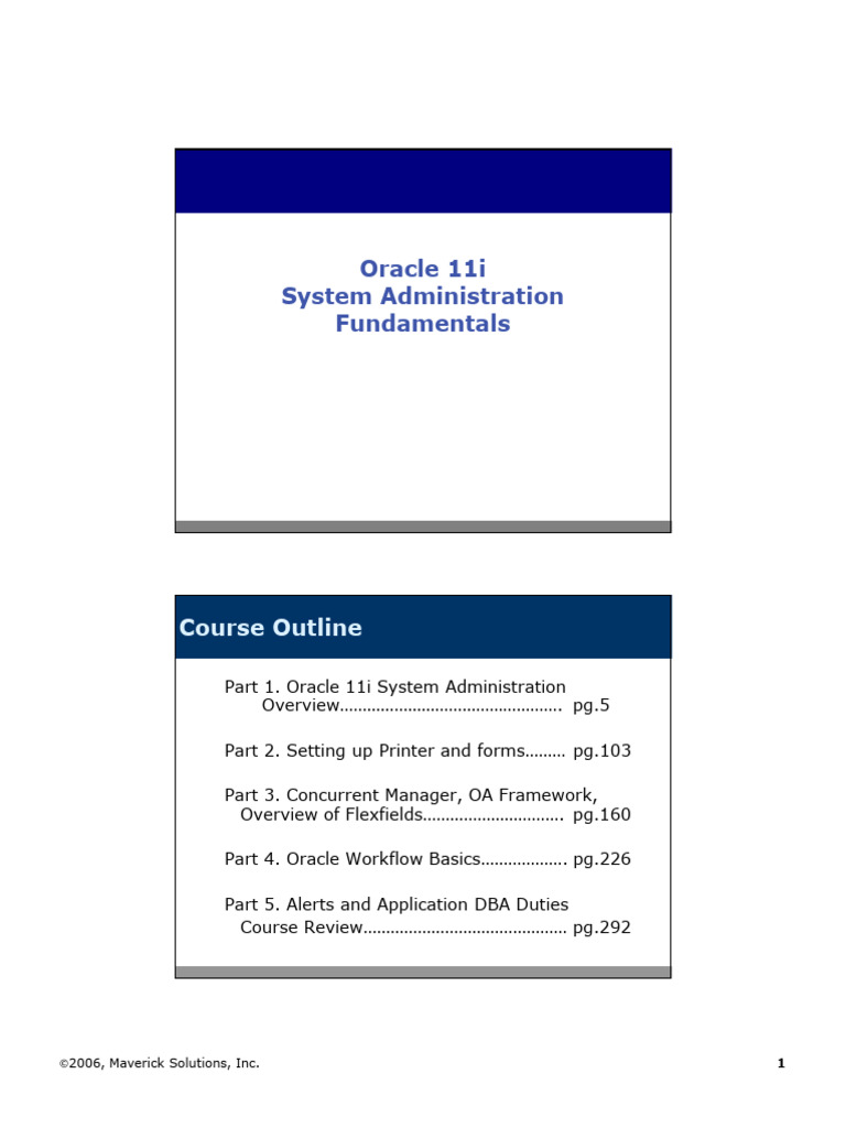 Oracle 11i System Admin Fundamentals - StudentGuide | PDF | Menu (Computing) | Databases