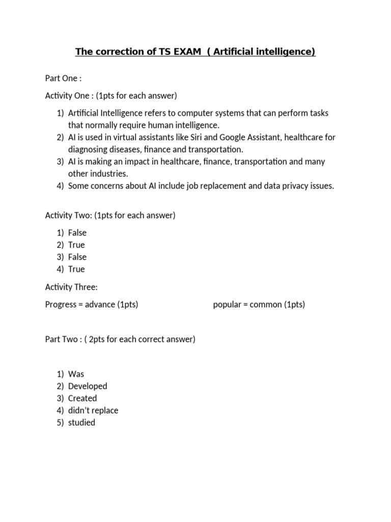 The Correction of TS EXAM | PDF