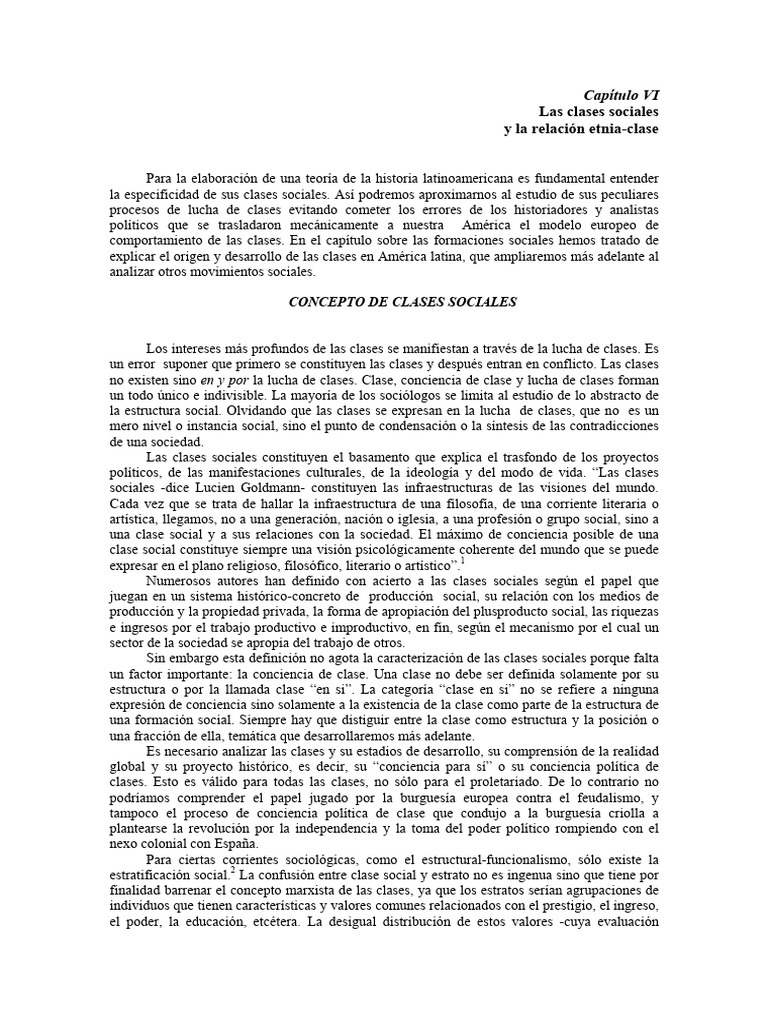 Luis Vitale - Historia Social Comparada de LATAM - Cap 6. Clases ...