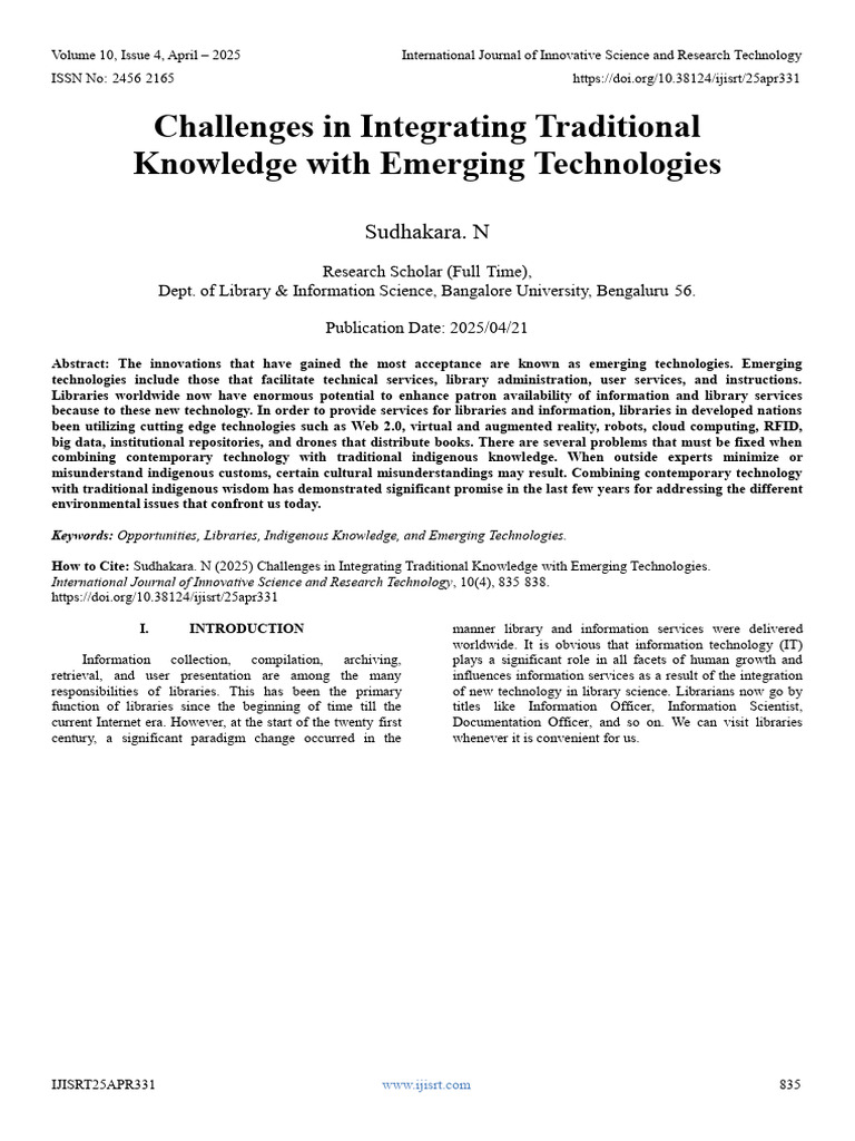 Integrating Traditional Knowledge with Tech | PDF | Libraries ...