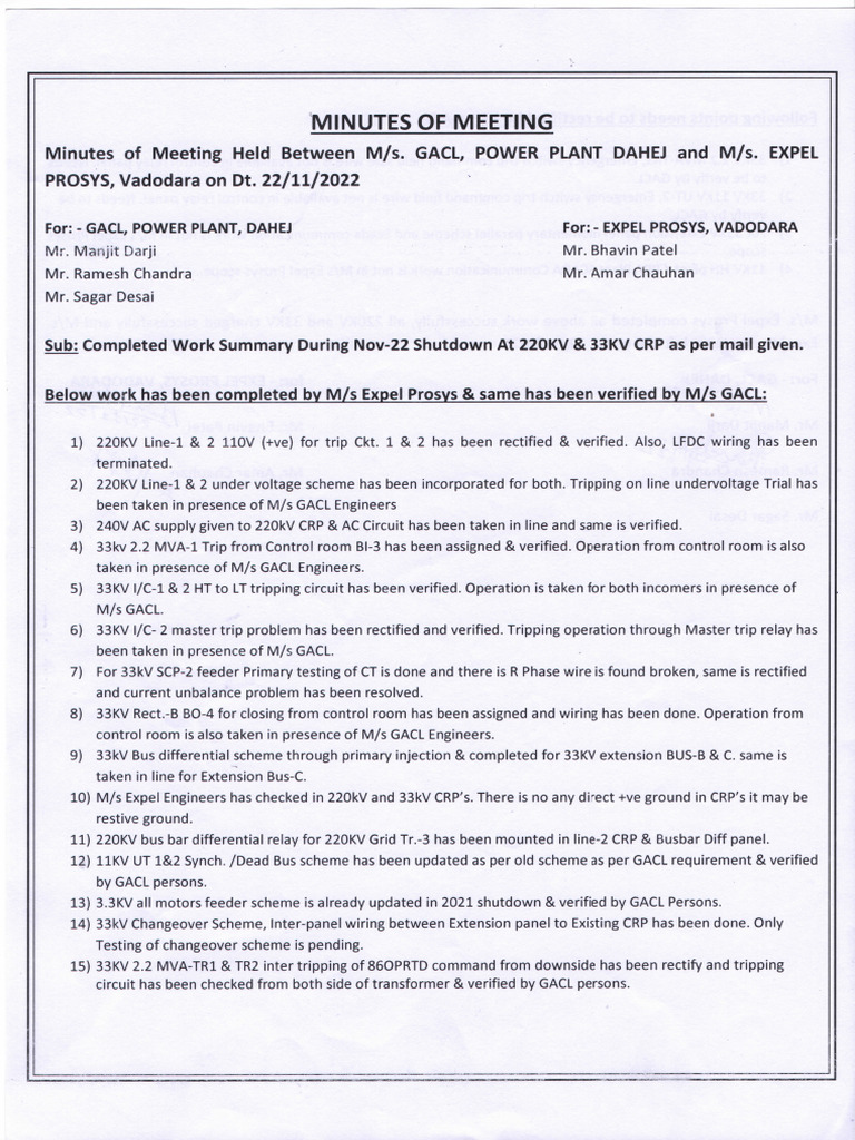 Gacl Dahej Nov 2022 Mom | PDF