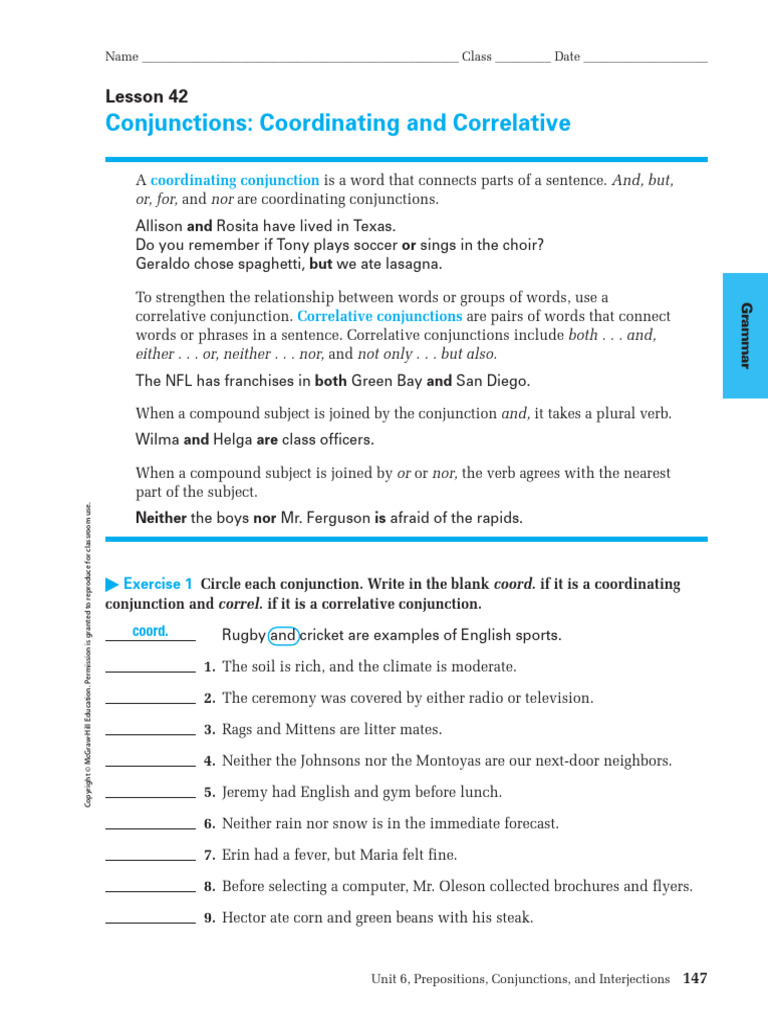 Conjunctions Coordinating and Correlative | PDF | Language Mechanics ...