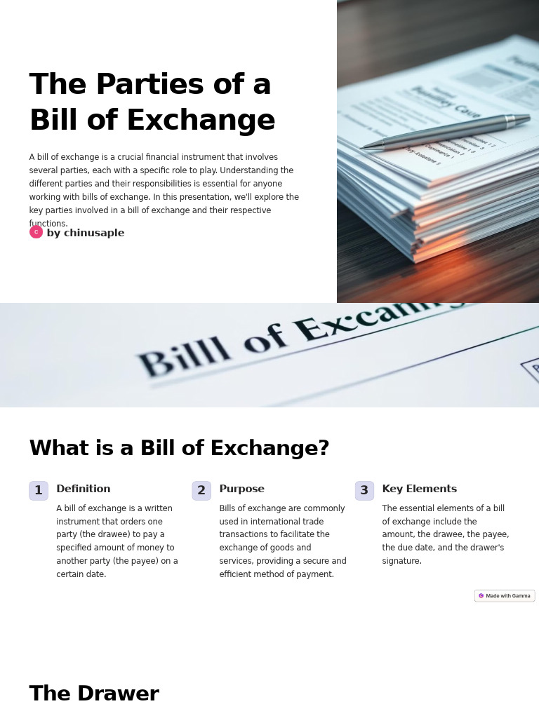The Parties of A Bill of Exchange | PDF | Negotiable Instrument | Payments
