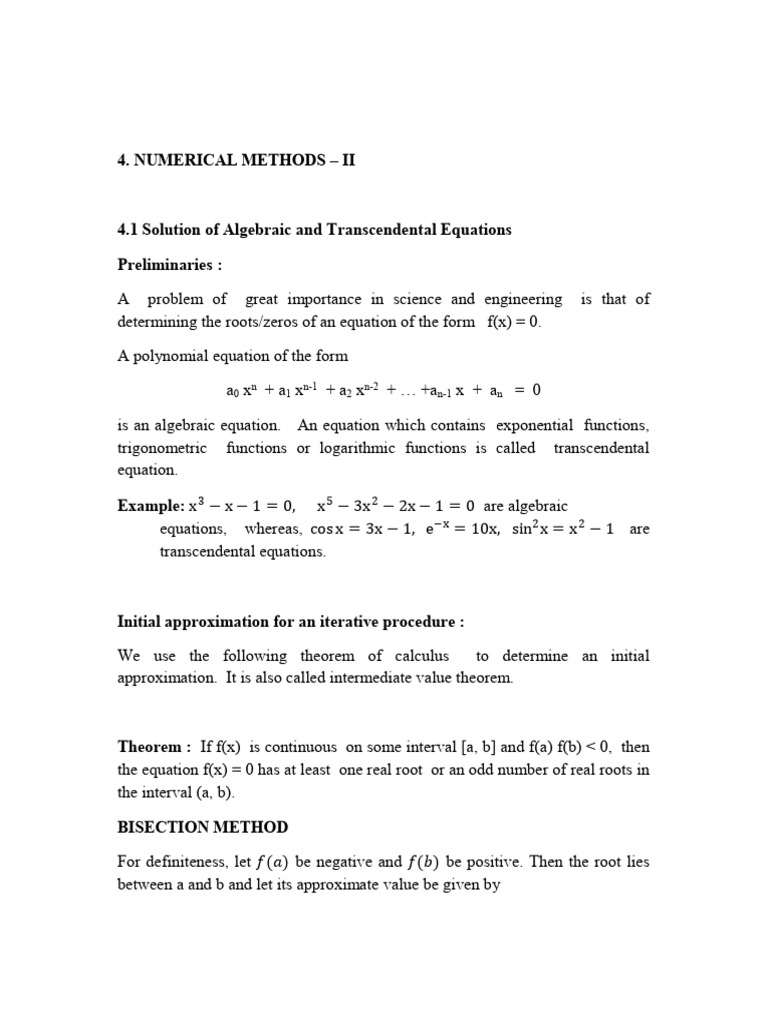 Bisection and Regula Falsi Methods Explained | PDF | Equations | Zero ...