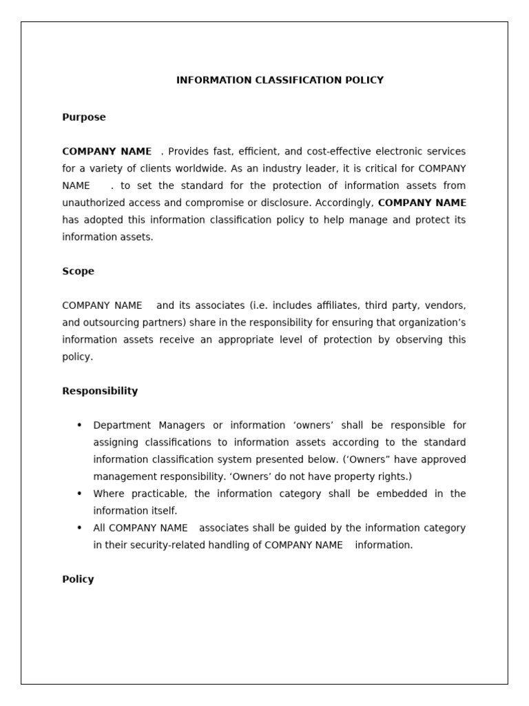 Information Classification policy | PDF | Classified Information | Computer File