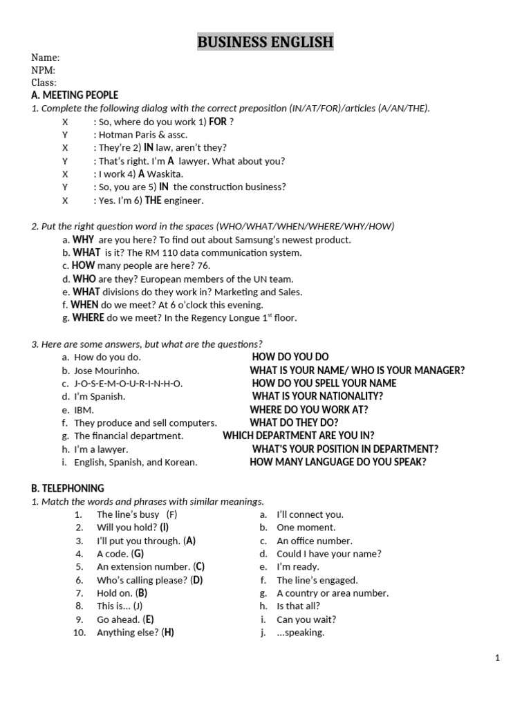 Business English: Meetings and Communication | PDF