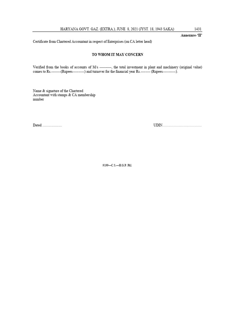 Chartered Accountant Certificate Template | PDF