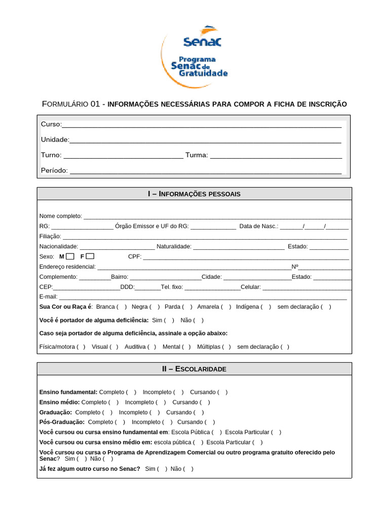 SE_SE_044-FormulÃ¡rio-1-Ficha-de-InscriÃ§Ã£o-PSG | PDF | Renda | Emprego
