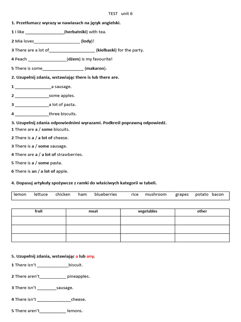 Test A An Some A Lot of Any | PDF