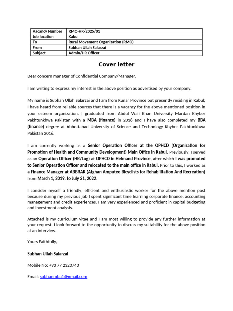 CV+ Cover Letter + Documents - Operation Officer (HRLog) | PDF | Procurement | Logistics