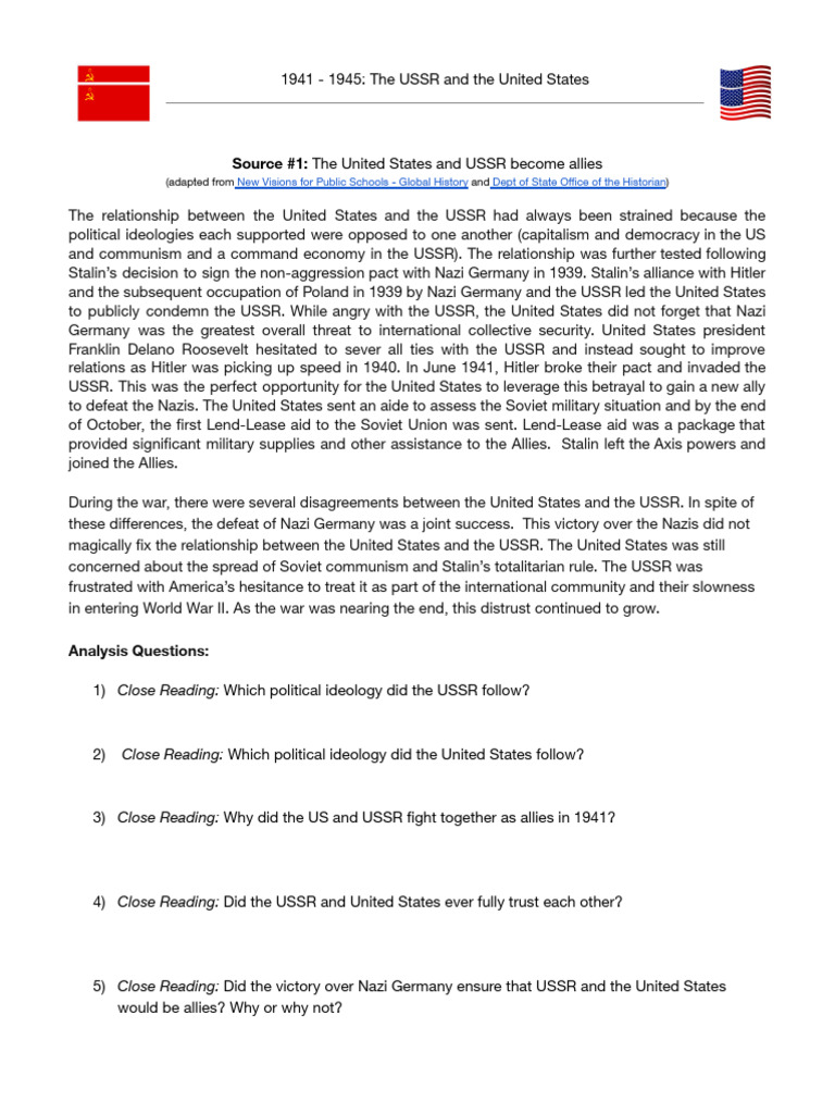 1941-1945 - Building Context To The Cold War | PDF | Soviet Union ...