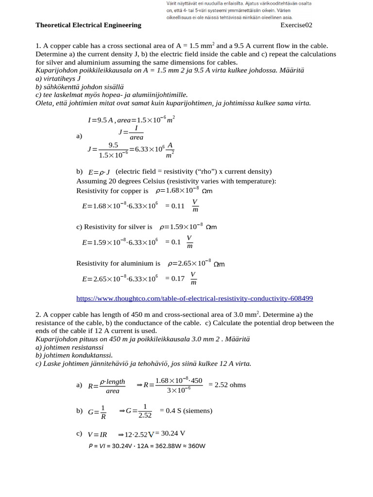 Exercise 2 .Theoretical Electrical Engineering | PDF