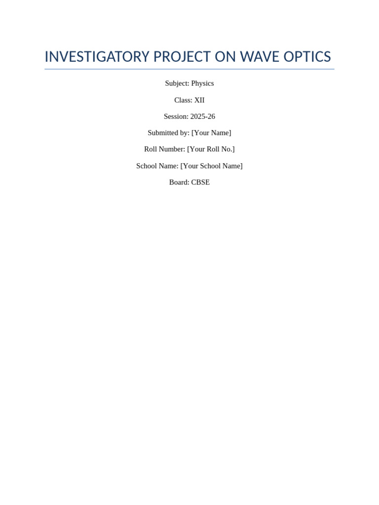 Wave Optics Project | PDF