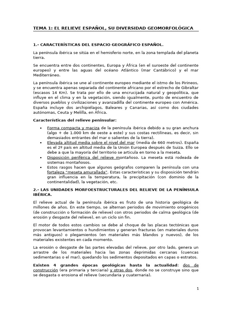 Tema 1 | PDF | Divisiones Fisiográficas | Geomorfología