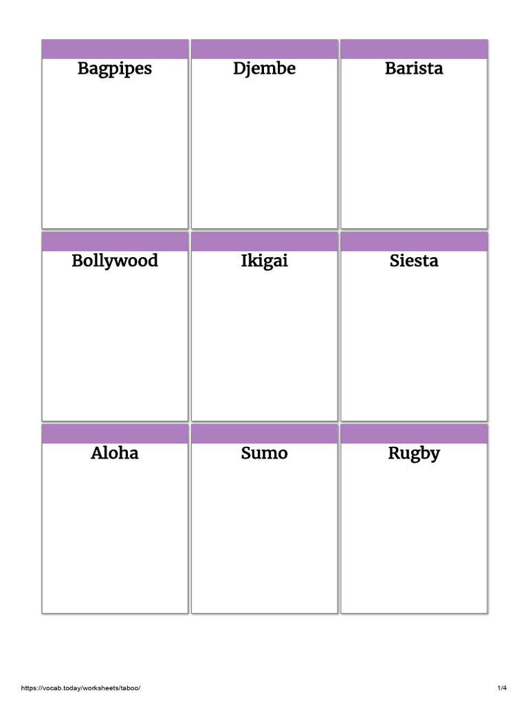 Taboo Cards | PDF