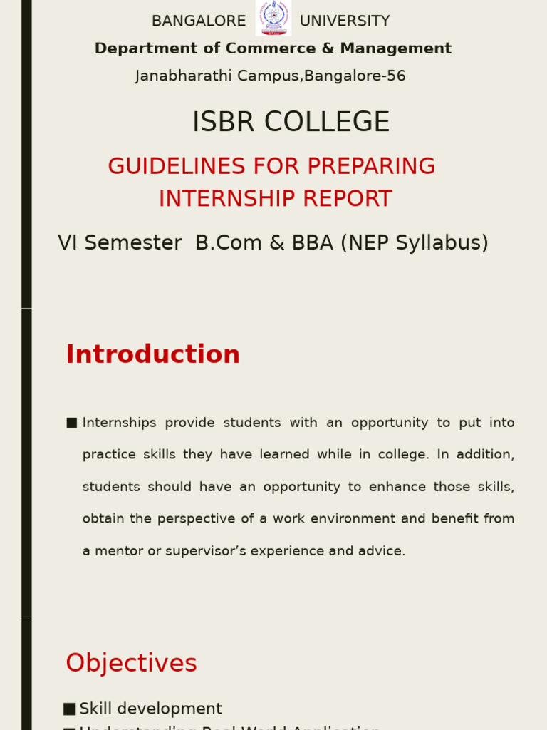 Internship Report Guidelines for B.Com & BBA | PDF | Experience | Business