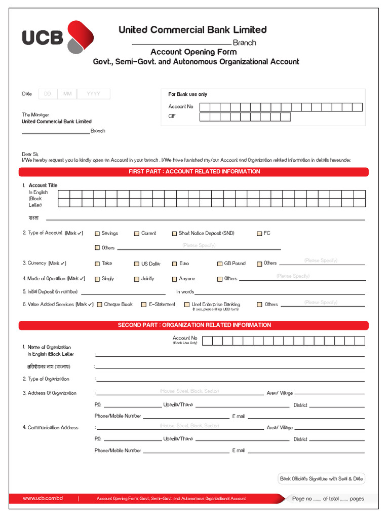 Organization Account Opening Form | PDF | Debit Card | Banks