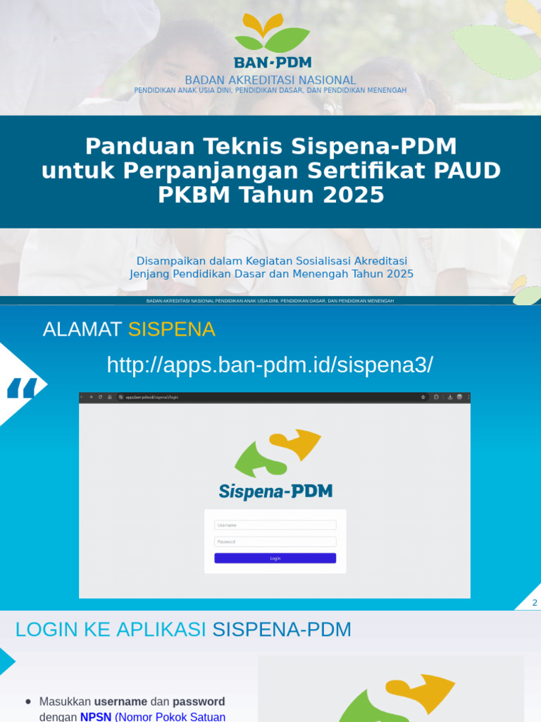 Panduan Teknis Aplikasi Sispena-PDM Untuk Perpanjangan Sertifikat 2025 | PDF
