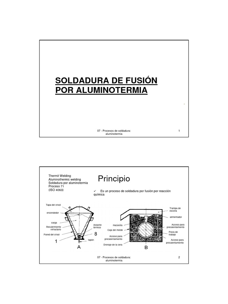 Soldadura por Aluminotermia: Proceso y Principios | PDF | Química | Acero
