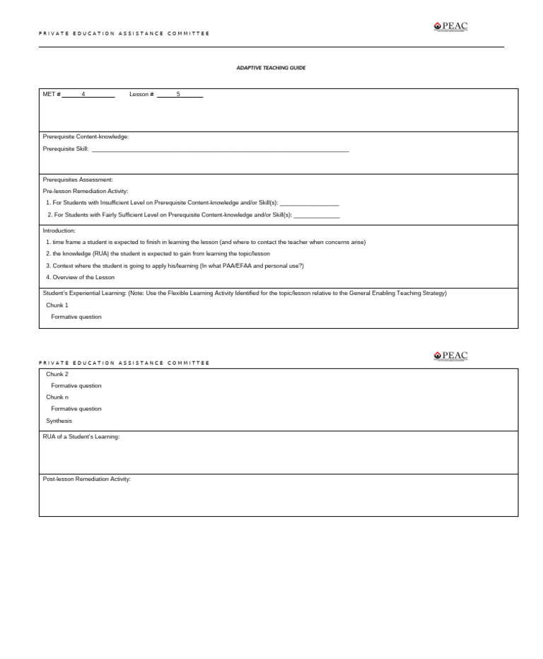 Adaptive Teaching Guide Template | PDF