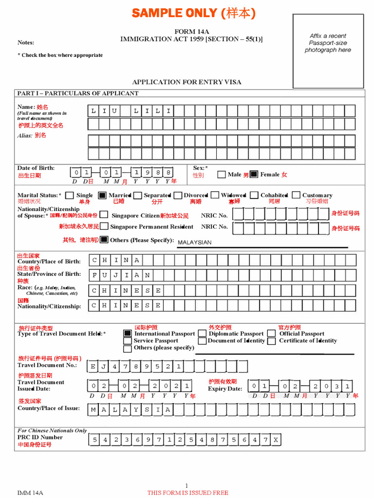 SAMPLE-How To Fill - Form 14A - 240103 - 093253 | PDF | Human Migration ...