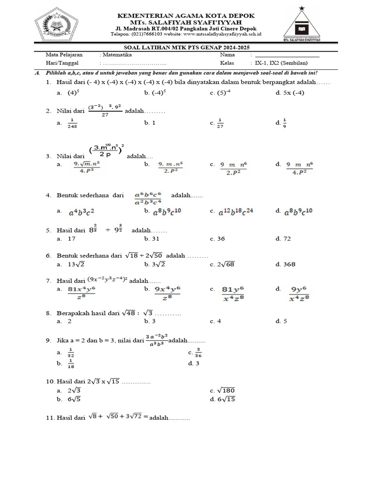 Soal Latihan MTK 2 | PDF