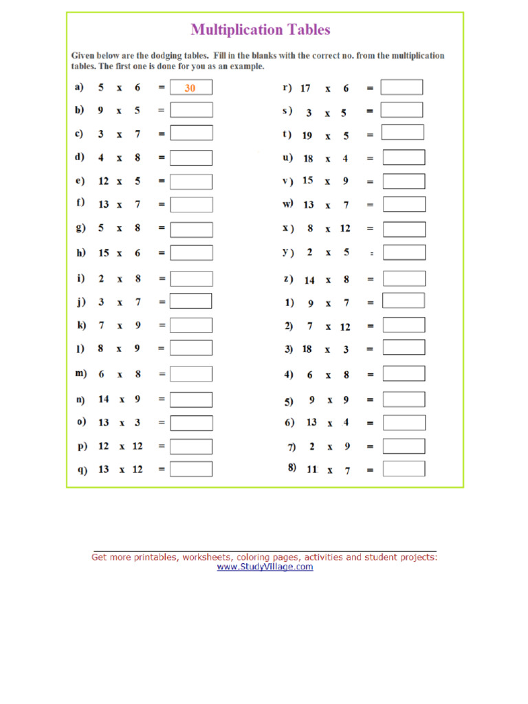 3112 131149 Multiplication Table - PNG | PDF