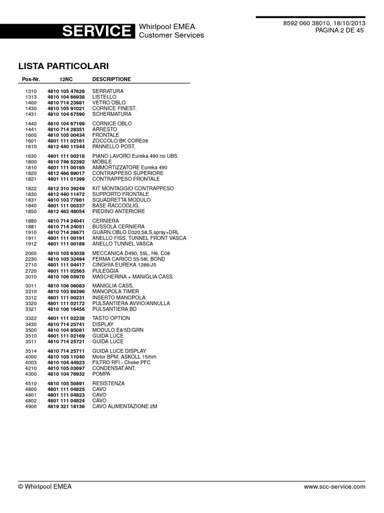Whirlpool Spa8020 859206038010 Exploded View and Parts | PDF