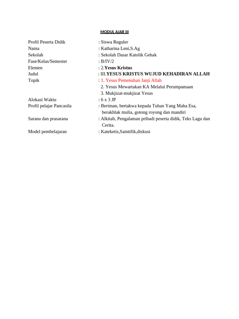 Modul Ajar Iii | PDF