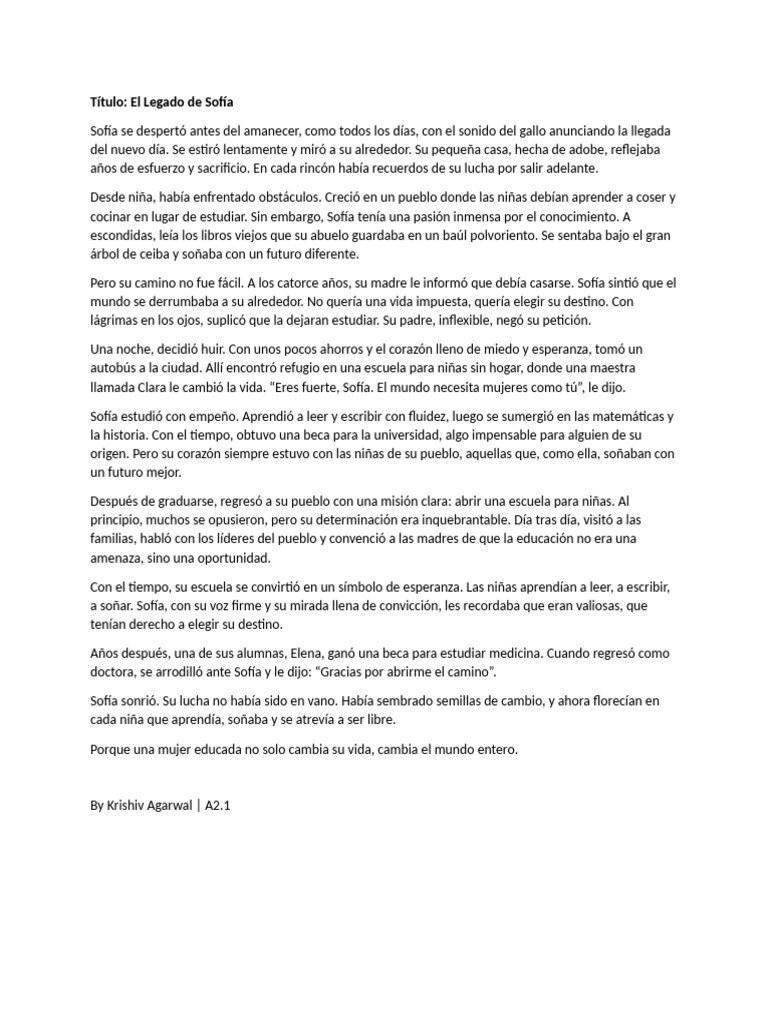 Spanish Story Krishiv Agarwal | PDF